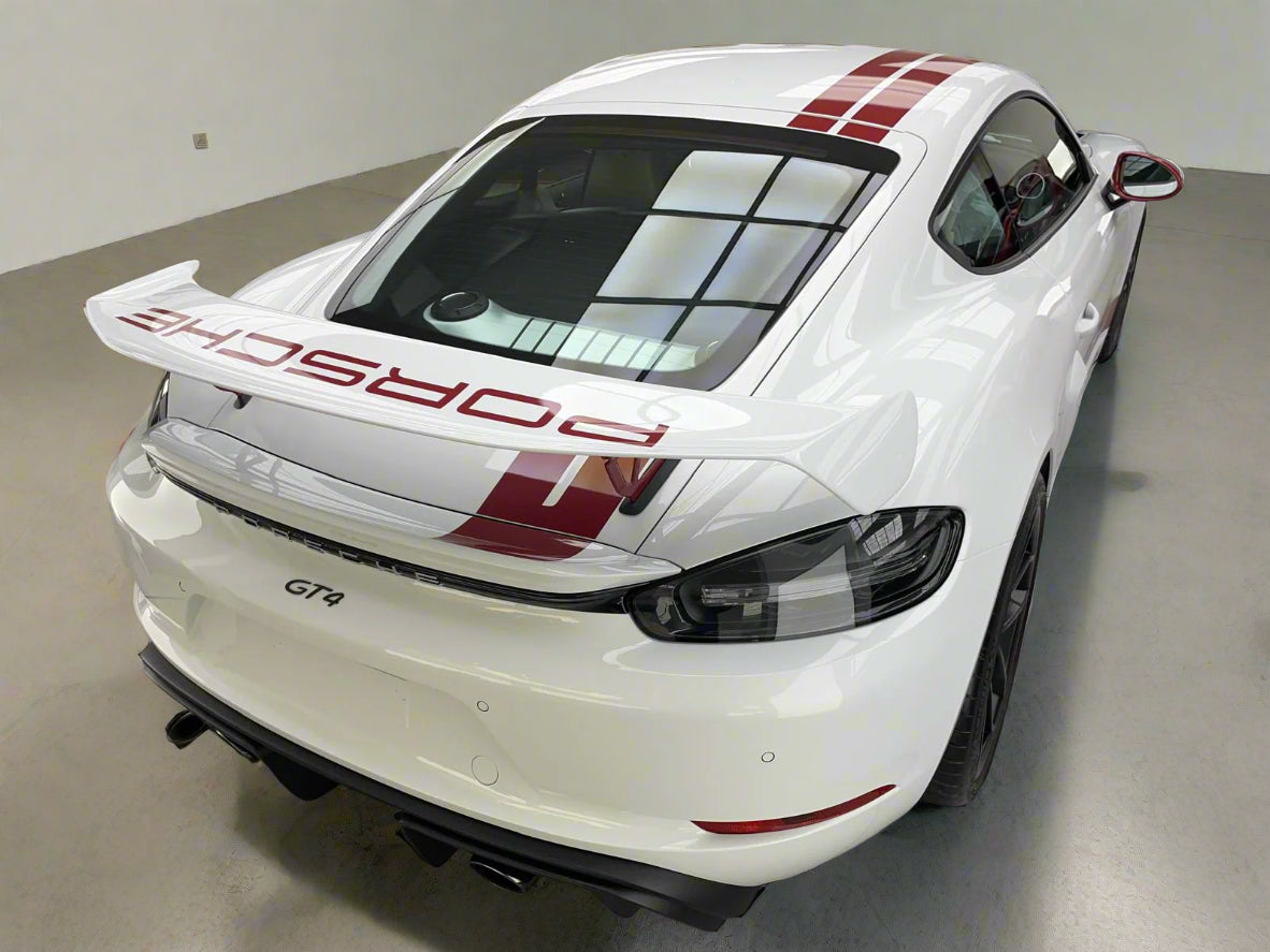 718 GT4 Style Side Stripe, 'PORSCHE' Style Centre Stripe & 'PORSCHE ...
